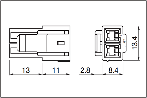 JST VL Connector, Wire to Wire High Current Type, Wire Assembly