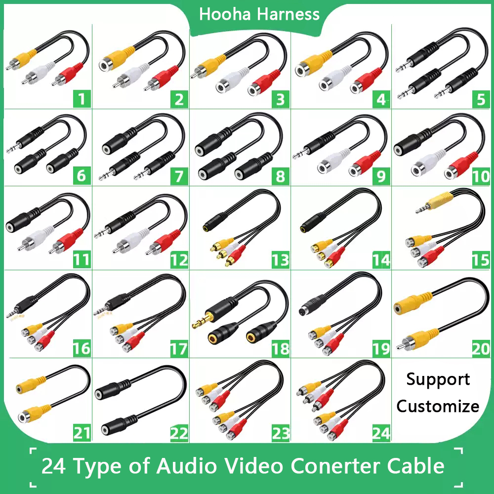 Audio Cable, 1 to 2 Splitter Cable, RCA to 3.5MM, Male to Female Cable